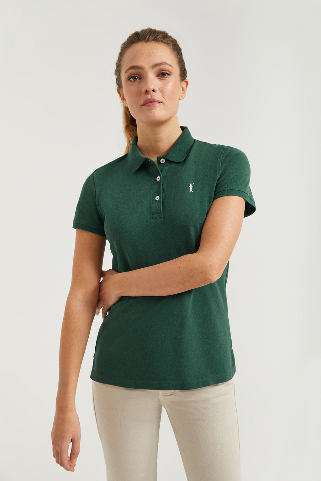 Polo de manga corta piqué verde botella con logo Rigby Go – Polo Club